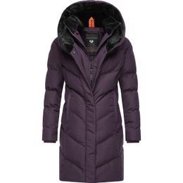 Steppmantel Ragwear "Natalka Cosy", Damen, Gr. L (40), lila (pflaume), Außenmaterial: 100% Polyester, Innenfutter: 100% Polyester, Wattierung: 100% Polyester, tailliert ca. Mitte Oberschenkel, hoch geschlossener Ausschnitt, Ärmel ohne Ärmelschlitz Strickbündchen, Mäntel, wasserdichter Mantel mit flauschigem Kunstfell-Kragen, Topseller