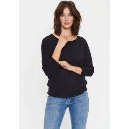 Rundhalspullover Saint Tropez "A2561, MilaSZ R-Neck", Damen, Gr. XS, blau (night sky), Feinstrick, Obermaterial: 80% Viskose, 20% Polyamid, unifarben, normal, Rundhals, Pullover, Viskose Feinstrick