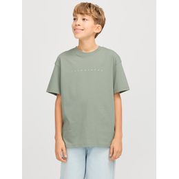 Jack & Jones Rundhalsshirt JACK & JONES JUNIOR "JJESTAR lässig, weich, atmungsaktiv, stylisch", Jungen, Gr. 128, grün (iceberg grün), Jersey, Obermaterial: 100% Baumwolle, bedruckt, relaxed fit normal, Rundhals, Shirts, bedruckt, casual, relaxed fit, Rundhals