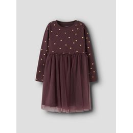 Tüllkleid name it "NMFNADJA LS DRESS NOOS", Mädchen, Gr. 116, N-Gr, grün (sassafras), Jersey, Obermaterial: 95% Baumwolle, 5% Elasthan, regular fit, Rundhals, Kleider