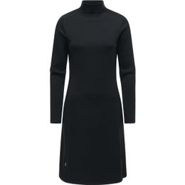 A-Linien-Kleid Ragwear "Leavie", Damen, Gr. M (38), Normalgrößen, schwarz, Material: 47% Polyester, 47% Modal, 6% Elasthan, A-Linie knielang, hoch geschlossener Ausschnitt, eng, Kleider, Modisches Damen Sweatkleid mit Stehkragen