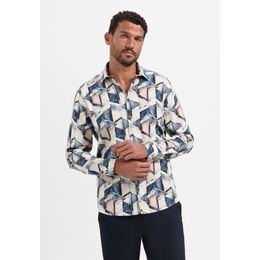 Langarmhemd NO EXCESS "NO EXCESS Bedrucktes Hemd Shirt Stretch Allover Printed", Herren, Gr. XL, Normalgr&ouml;&szlig;en, night, 97% Baumwolle, 3% Elasthan, regular fit, Hemden