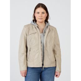 Lederjacke Maze "42021318", Damen, Gr. 46, beige (greige), Obermaterial: 100% Lammleder; Futter: 100% Baumwolle; Ärmelfutter: 100% Polyester; Kapuze: 55% Baumwolle, 45% Polyester, Jacken