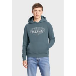 Jack & Jones Kapuzensweatshirt JACK & JONES JUNIOR "JJMAKOTO SWEAT HOOD JNR", Jungen, Gr. 140, stormy weather print:big print, angeraute Sweatware, Obermaterial: 60% Baumwolle, 40% Polyester, bedruckt, regular fit, Rippbündchen, Sweatshirts