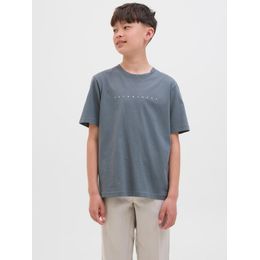 Jack & Jones Rundhalsshirt JACK & JONES JUNIOR "JJESTAR lässig, weich, atmungsaktiv, stylisch", Jungen, Gr. 176, grau (stormy weather), Jersey, Obermaterial: 100% Baumwolle, bedruckt, relaxed fit normal, Rundhals, Shirts, bedruckt, casual, relaxed fit, Rundhals