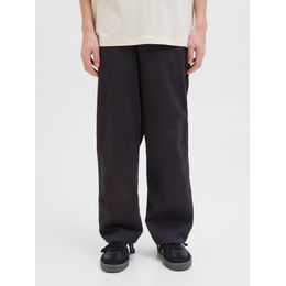 Jack & Jones Chinos JACK & JONES JUNIOR "JPSTALEX CO JJCARPENTER PANTS NOOS JNR", Jungen, Gr. 146, N-Gr, schwarz (schwarz detail:stitching with dtm), Web, Obermaterial: 98% Baumwolle, 2% Elasthan, unifarben, relaxed fit knöchellang, Hosen