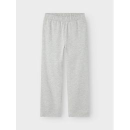Sweathose name it "NKFMILLE für Mädchen mit geradem Bein und elastischem Bund", Mädchen, Gr. 116, N-Gr, grau (light grau melange), Sweatware, Obermaterial: 80% Baumwolle, 20% Polyester, unifarben, straight fit knöchellang, Hosen, regular fit, Sweatware, elastischer Bund