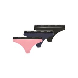 String HUGO UNDERWEAR "TRIPLET THONG STRIPE", Damen, Gr. XL, bunt (open miscellaneous 960), Jersey, Obermaterial: 95% Baumwolle, 5% Elasthan, Unterhosen String, elastischer Bund mit Logo, enganliegend