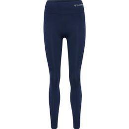Trainingstights Hummel "HMLTIF SEAMLESS HIGH WAIST TIGHTS", Damen, Gr. M (38), N-Gr, schwarz (schwarz iris), Obermaterial: 85% Polyamid, 15% Elasthan, eng, Hosen