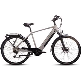 E-Bike SAXONETTE "Saxonette Deluxe Sport (Diamant)" Gr. 54, silber (silberfarben, schwarz), Elektrofahrräder, Damen, 54cm, 28 Zoll (71,12cm), Pedelec, Elektrofahrrad für Damen u. Herren