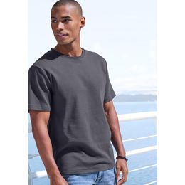 T-Shirt John Devin "mit Struktur", Herren, Gr. S, grau (dunkelgrau), Jersey, Obermaterial: 60% Baumwolle, 40% Polyester, unifarben, regular fit, Rundhals, abgesteppte Kante, Shirts, Rundhalsshirt mit Struktur aus Baumwoll-Mix