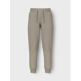 Trainingshose name it "NKMHONK BRU SWE PANT NOOS", Jungen, Gr. 104, N-Gr, beige (pure cashmere), Web, Obermaterial: 95% Baumwolle, 5% Elasthan, unifarben, regular fit knöchellang, Hosen