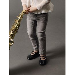 Skinny-fit-Jeans name it "NMFPOLLY SKINNY JEANS 1842-TH NOOS", Mädchen, Gr. 104, N-Gr, blau (light grau denim), Denim/Jeans, Obermaterial: 70% Baumwolle, 27% Polyester, 3% Elasthan, unifarben, skinny fit knöchellang, Jeans