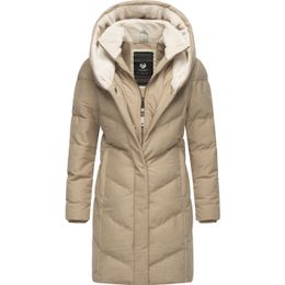 Steppmantel Ragwear "Natalka Cosy", Damen, Gr. 4XL (48), grau (taupe), Außenmaterial: 100% Polyester, Innenfutter: 100% Polyester, Wattierung: 100% Polyester, tailliert ca. Mitte Oberschenkel, hoch geschlossener Ausschnitt, Ärmel ohne Ärmelschlitz Strickbündchen, Mäntel, wasserdichter Mantel mit flauschigem Kunstfell-Kragen, Topseller