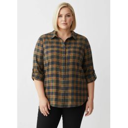 sheego Gro&szlig;e Gr&ouml;&szlig;en Flanellbluse mit Karo-Muster, oliv-rostrot-kariert, Gr&ouml;&szlig;e 44 - Damen