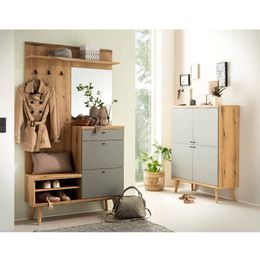 Pharao24.de Dielenmöbelset Komplett Garderobe im Skandi Design melaminbeschichtet (zweiteilig)