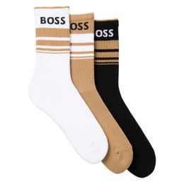 Freizeitsocken BOSS "3P QS Rib Stripe CC", Herren, Gr. 43-46, bunt (open miscellaneous 960), Baumwollmischung, elastisch, Socken, mit BOSS Logo