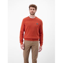 Strickpullover Lerros, Herren, Gr. L, scandinavian rot, Strick, Obermaterial: 100% Baumwolle, gestreift, regular fit normal, Rundhals, Rippbündchen, Pullover, mit Logo Stickerei