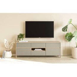 Pharao24.de TV Board TV Sideboard in Grün mit Griffmulden