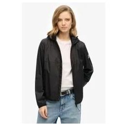 Superdry f&uuml;r Damen. W5011849A Windbreaker Jacke mit Kapuze und Logo schwarz (M), L&auml;ssig, Nachhaltig, Recyceltes Nylon