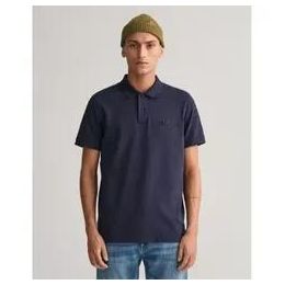 Gant f&uuml;r Herren. 2062025 Piqu&eacute;-Poloshirt Tonal Shield navy (S), L&auml;ssig, Baumwolle, Kurzarm, Marine