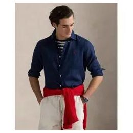 Polo Ralph Lauren f&uuml;r Herren. 710966294006 Blaues Oxford-Hemd (XXL), L&auml;ssig, Leinen, Langarm, Marine