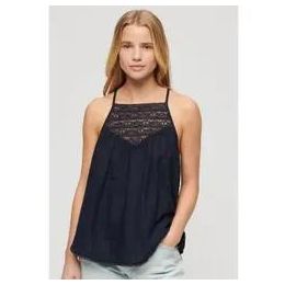 Superdry f&uuml;r Damen. W6011860A Marineblaues Tanktop mit Spitze (XS), L&auml;ssig, Viskose, &Auml;rmellos / Hosentr&auml;ger