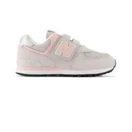 New Balance Unisex f&uuml;r Kinder. PV574V1 Leder 574 Core Hook & Loop grau Turnschuhe (35 W), Wohnung, Klettverschluss, L&auml;ssig, Kinderbekleidung