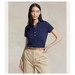 Polo Ralph Lauren f&uuml;r Damen. 211870245002 Stretch-Poloshirt Slim Fit navy (L), L&auml;ssig, Baumwolle, Kurzarm, Marine