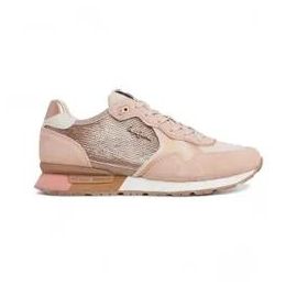 Pepe Jeans f&uuml;r Damen. PLS40009 Brit Pailletten Leder Sneakers rosa (37), Wohnung, Schn&uuml;rsenkel, L&auml;ssig
