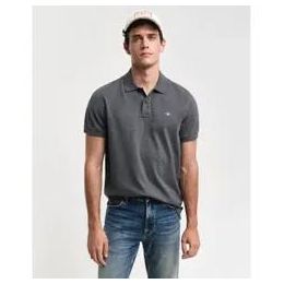Gant f&uuml;r Herren. 2210 Piqu&eacute;-Poloshirt Regular Fit Shield grau (S), L&auml;ssig, Baumwolle, Kurzarm