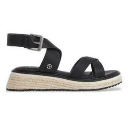 Pepe Jeans f&uuml;r Damen. PLS90692 Sandalen Kate Nature schwarz (41), 3 bis 5 cm, Schnalle, L&auml;ssig