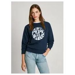 Pepe Jeans f&uuml;r Damen. PL581478 Elena marineblaues Sweatshirt (XS), L&auml;ssig, Baumwolle, Nachhaltig