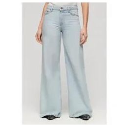 Superdry f&uuml;r Damen. W7011066A Flared Jeans mit weitem Bein und rohem Saum blau (30/30), L&auml;ssig, Baumwolle, Denim
