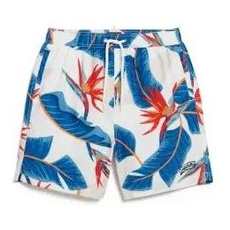 Superdry f&uuml;r Herren. M3010232A Recycelter Hawaii Print Badeanzug wei&szlig; (S), Strandbekleidung, Recyceltes Polyester, Nachhaltig