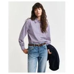 Gant f&uuml;r Damen. 4300432 Gestreiftes Hemd mit volumin&ouml;sen &Auml;rmeln Relaxed Fit wei&szlig;, blau (38), L&auml;ssig, Baumwolle, Langarm