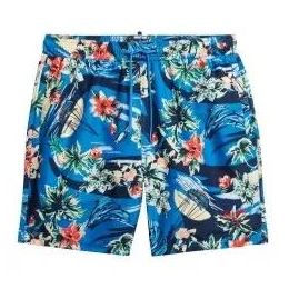 Superdry f&uuml;r Herren. M3010232A Recycelter Hawaii-Schwimmanzug blau (S), Strandbekleidung, Recyceltes Polyester, Nachhaltig