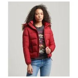 Superdry f&uuml;r Damen. W5011178A Kurze halblange Jacke mit Kapuze rot (XL), L&auml;ssig, Nylon