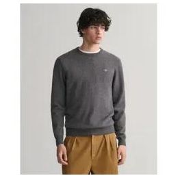 Gant f&uuml;r Herren. 87211 Pullover mit rundem Halsausschnitt aus sehr feiner grauer Schafswolle (3XL), L&auml;ssig