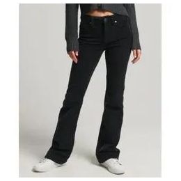 Superdry f&uuml;r Damen. W7010445A Skinny-Jeans aus Cord mit ausgestelltem Bein und mittlerer Leibh&ouml;he Schwarz (26/33), L&auml;ssig, Baumwolle