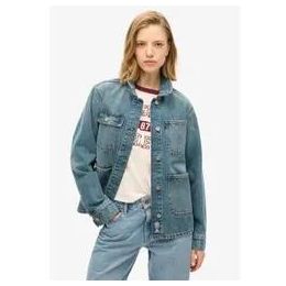 Superdry f&uuml;r Damen. W5011809A Jeansjacke mit Stickerei Chore blau (XL), L&auml;ssig, Bio-Baumwolle, Nachhaltig