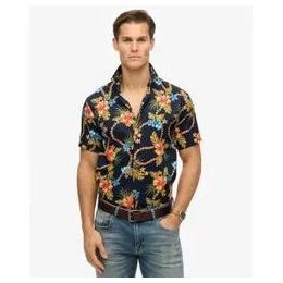 Superdry f&uuml;r Herren. M4010947A Marineblaues Hemd mit Hawaii-Print (M), L&auml;ssig, Modal, Kurzarm