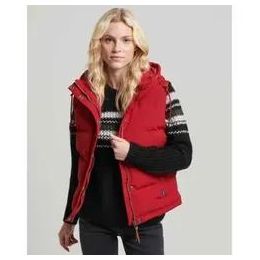 Superdry f&uuml;r Damen. W5010907A Steppweste mit Kapuze Everest rot (M), L&auml;ssig, Nylon, Nachhaltig