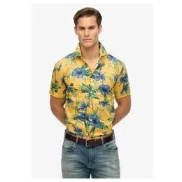 Superdry f&uuml;r Herren. M4010947A Hawaii-Hemd gelb (M), L&auml;ssig, Modal, Kurzarm