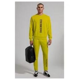 Bikkembergs f&uuml;r Herren. BMF0660 Gelbes Logo-Sport-Outfit (L), L&auml;ssig, Sportlich, Baumwolle, Multisport