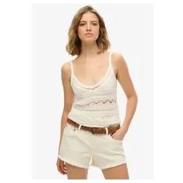 Superdry f&uuml;r Damen. W6012031A Wei&szlig;es geh&auml;keltes Oberteil (S), L&auml;ssig, Baumwolle, &Auml;rmellos / Hosentr&auml;ger