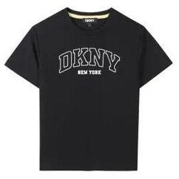 DKNY Unisex f&uuml;r Kinder. D62237 Logo-Kurzarm-T-Shirt schwarz (5a&ntilde;os= 108cm), L&auml;ssig, Polyester, Kinderbekleidung