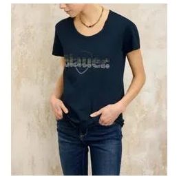 Blauer f&uuml;r Damen. 25SBLDH02372 Graham navy glitzer t-shirt (M), L&auml;ssig, Baumwolle, Kurzarm, Marine