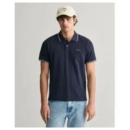Gant f&uuml;r Herren. 2062034 Piqu&eacute; Tipping Poloshirt navy (M), L&auml;ssig, Baumwolle, Kurzarm, Marine