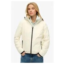 Superdry f&uuml;r Damen. W5011849A Windbreaker-Jacke mit Kapuze und Logo wei&szlig; (XS), L&auml;ssig, Nachhaltig, Recyceltes Nylon